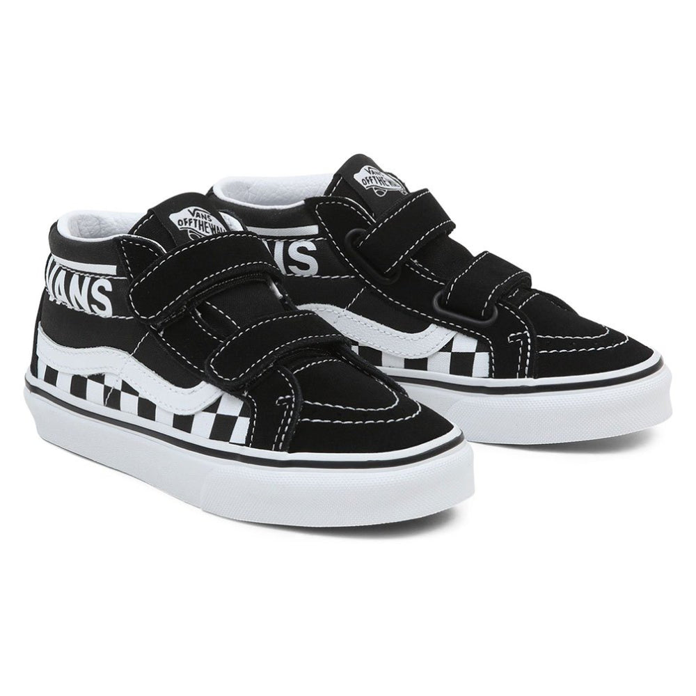 Vans Youth Sk8-Mid Reissue Velcro Logo Black White - Shoes – Versus Pro ...